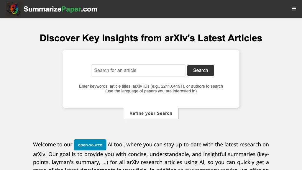 SummarizePaper - LookAITools